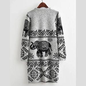 Sweaters | Elephant Print Knit Cardigan | Poshmark